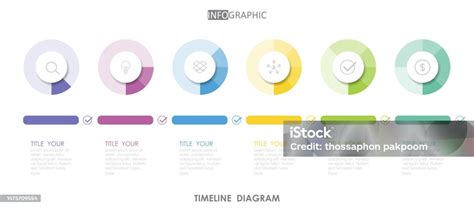 Stock Ilustrace Plán Časové Osy Schéma Projektu Šablona Infografiky Pro Firmy 6 Krokový Moderní