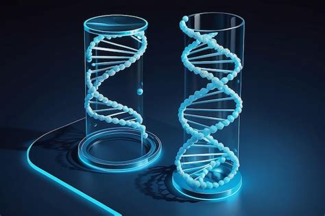 Premium Photo Isometric Digital Dna Structure In Blue Background