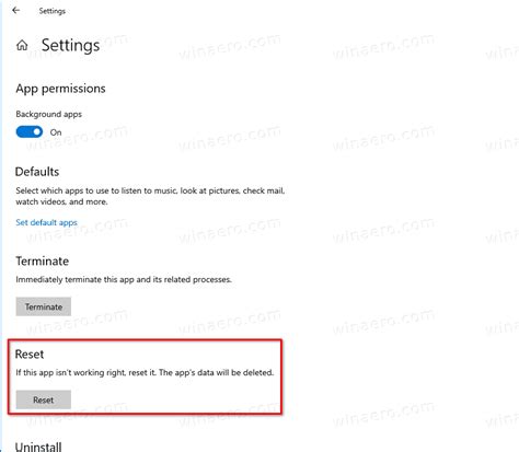 Reset Settings App In Windows 10