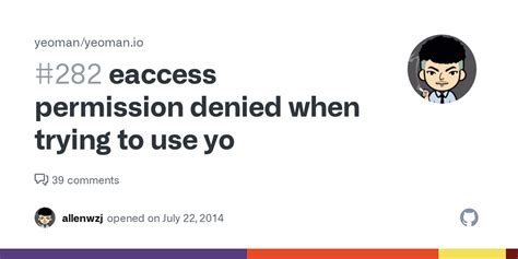 Eaccess Permission Denied When Trying To Use Yo · Issue 282 · Yeoman