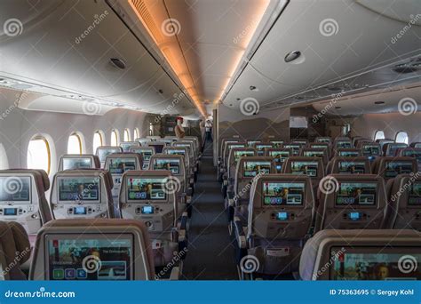 Interior Of An Economy Class Of The Worlds Largest Aircraft Airbus