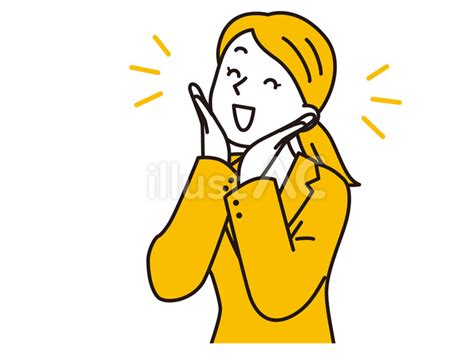頬に手を当て喜ぶスーツ姿の女性イラスト No 23780491無料イラストフリー素材ならイラストAC