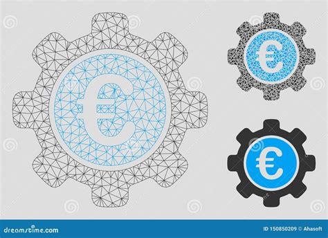 Euro Settings Vector Mesh Wire Frame Model And Triangle Mosaic Icon Stock Vector Illustration