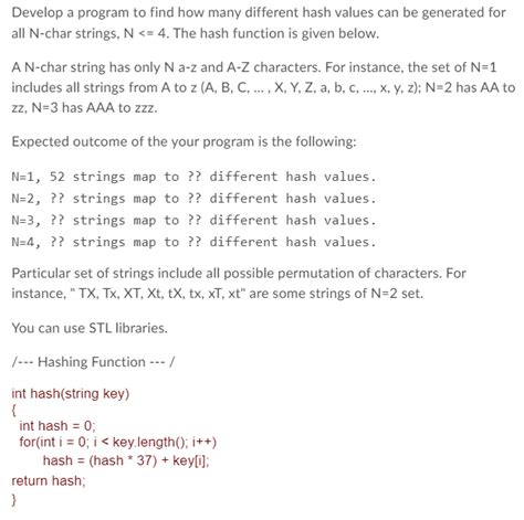Solved Develop A Program To Find How Many Different Hash