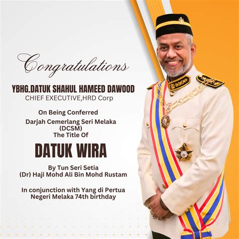 Ceo Hrd Corp Shahul Hameed Dawood Awarded Datuk Wira Title The Leaders Online