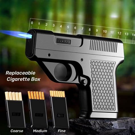 Upgrade Windproof Cigarette Case Lighter Pistol Model Ignition Gun