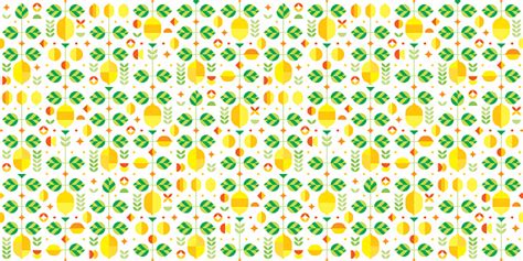 레몬 꽃 잎 및 다양한 기하학적 모양의 요소가 있는 다채로운 삽화 패턴 과일 음료 또는 농업에 대한 추상 그림 포스터 흰색