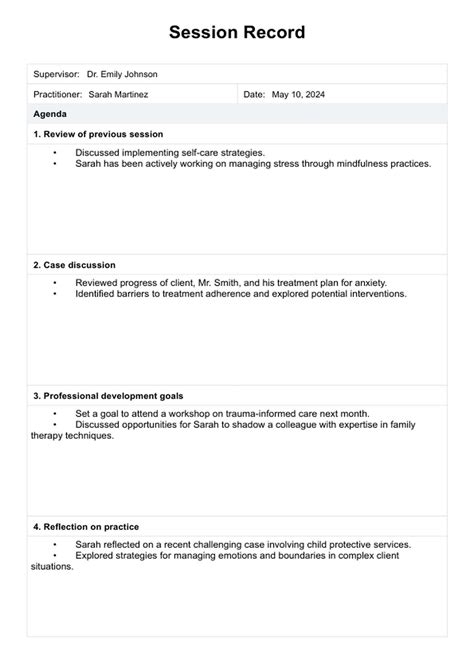 Supervision Template Social Work And Example Free Pdf Download