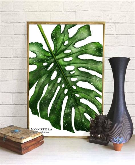 Monstera Leaf Watercolor Print Etsy Small Canvas Art Plant