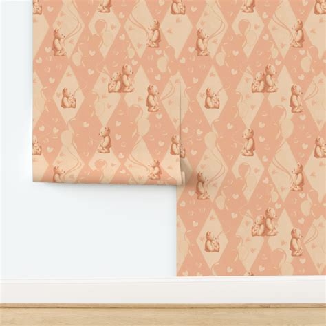 Hand Drawn Teddy Bear Bff Pretty Bows Wallpaper Spoonflower
