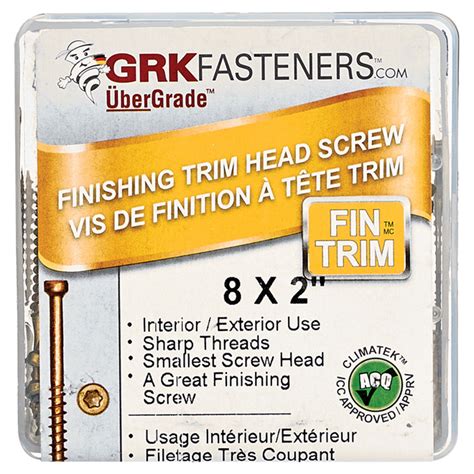 Grk Fasteners Trim Head Finishing Screws 8 X 2 100 Box