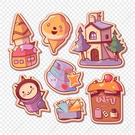 다양한 만화 일러스트 스티커 세트 벡터상표 Png 일러스트 무료 다운로드 Lovepik