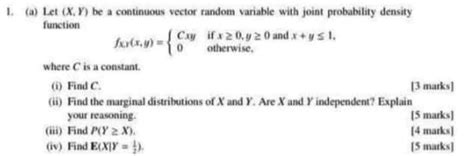 Solved 1 A Let X Y Be A Continuous Vector Random