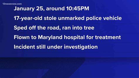 17 Year Old Steals Deputys Car Crashes Into Tree In Accomack County