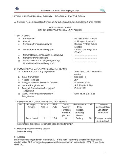 Formulir Pengujian Kelompok 1 Hygiene Muda Industry Pdf