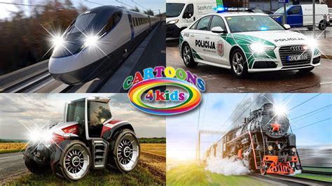 Изучаем транспорт и спецтехнику для детей Виды транспорта Викторина для малышей Youtube