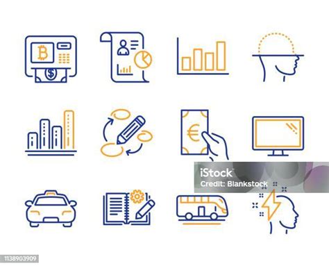모니터 얼굴 스캔 및 키워드 아이콘을 설정 합니다 그래프 차트 비트 코인 Atm 및 보고서 다이어그램 표지판 벡터 고급에 대한 스톡 벡터 아트 및 기타 이미지 Istock