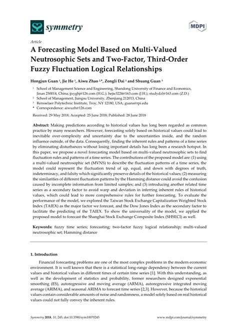 Pdf A Forecasting Model Based On Multi Valued Neutrosophic Sets And Two Factor Third Order