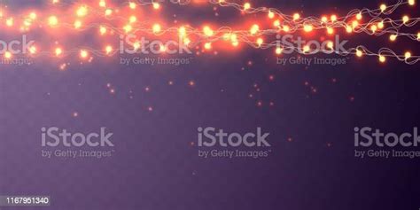 Xmas 색상 화환 축제 장식 어두운 배경에 빛나는 크리스마스 조명 투명 효과 장식 벡터 일러스트레이션 0명에 대한 스톡 벡터 아트 및 기타 이미지 Istock