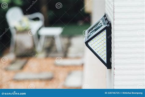 Small Solar Powered Led Light With Motion Sensor Stock Image Image Of Modern Motion