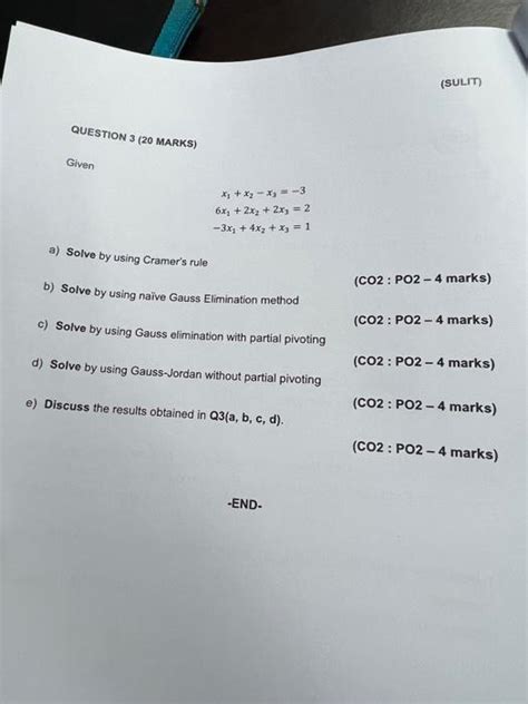 Solved QUESTION 3 20 MARKS Given Chegg Com