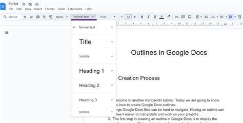 How To Add Outlines To Google Docs Kanbanchi