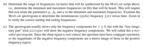 Solved 16 Matlab Synthesis Of Chirp Signals In Matlab