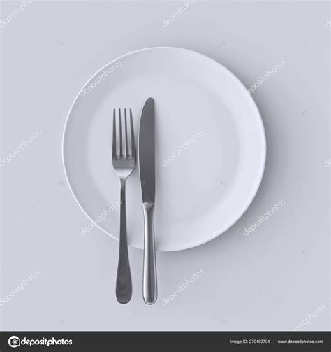 포크와 나이프빈 화이트 플레이트 탑 뷰 리미시 3d Ren — 스톡 사진 © Mylisa 270463704