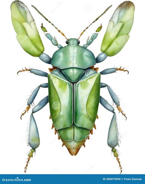 Watercolor Painting Of A Grays Leaf Insect Ai Generated Stock
