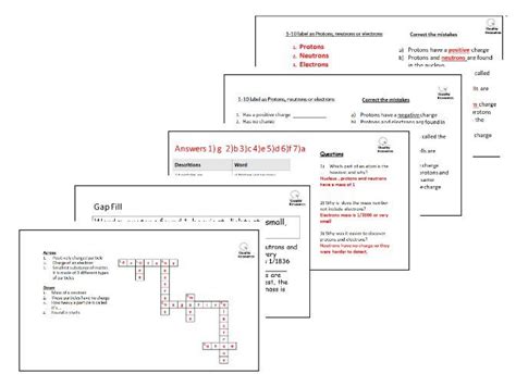 GCSE Atomic Structure Worksheets And Answers Teaching Resources