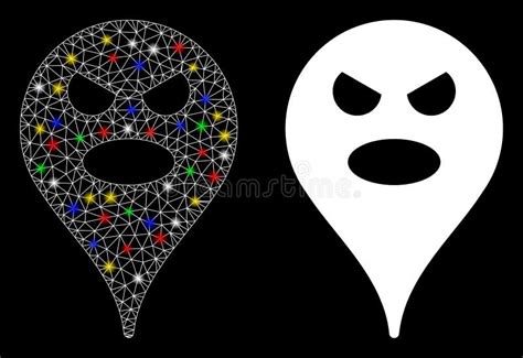 Flare Mesh Network Scream Smiley Map Marker Icon With Flare Spots Stock Vector Illustration Of