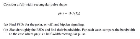 Solved Consider A Full Width Rectangular Pulse Shape Chegg