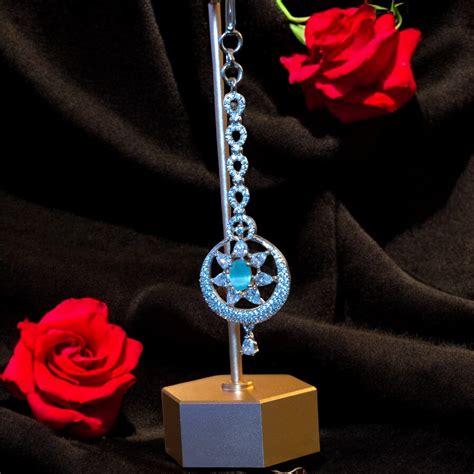 Rhodium Cz Light Green Stone Nethi Sutti Tisharna