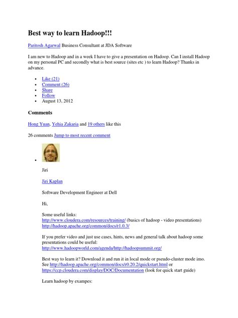 Best Way To Learn Hadoop Pdf Apache Hadoop Map Reduce