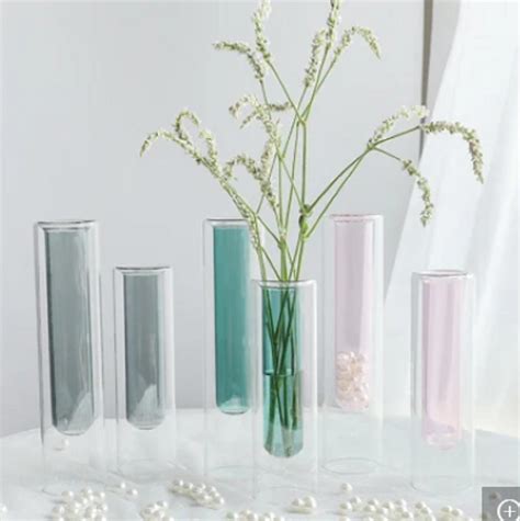 Hot Selling Nordic Two Color Test Tube Clear Glass Vase Simple