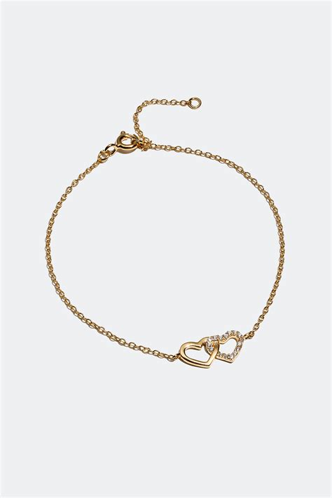Køb Tyndt Armbånd Forgyldt Med 18 Karat Guld Med Hjerter På Glitter Dk