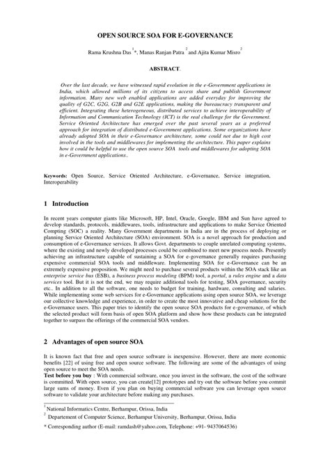 Pdf Open Source Soa For E Governance