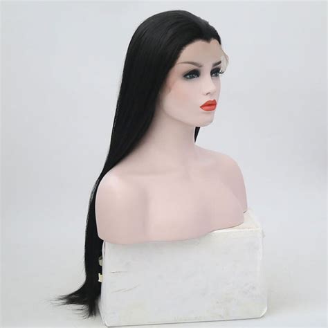 Bombshell Black Long Straight Synthetic Hair Lace Vicedeal