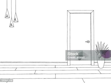 룸 그래픽 블랙 화이트 홈 인테리어 스케치 일러스트 벡터 라인아트에 대한 스톡 벡터 아트 및 기타 이미지 라인아트 문