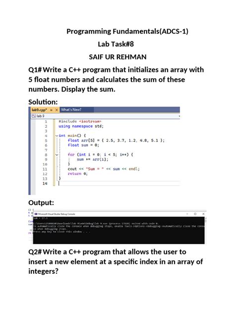 Programming Fundamentals Lab 9 Pdf
