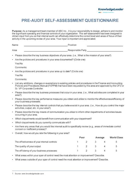 Internal Audit Feedback Survey Template Sample