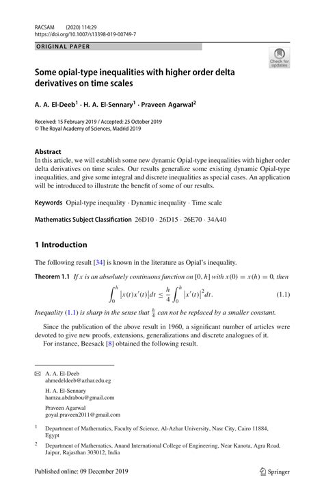 Pdf Some Opial Type Inequalities With Higher Order Delta Derivatives On Time Scales
