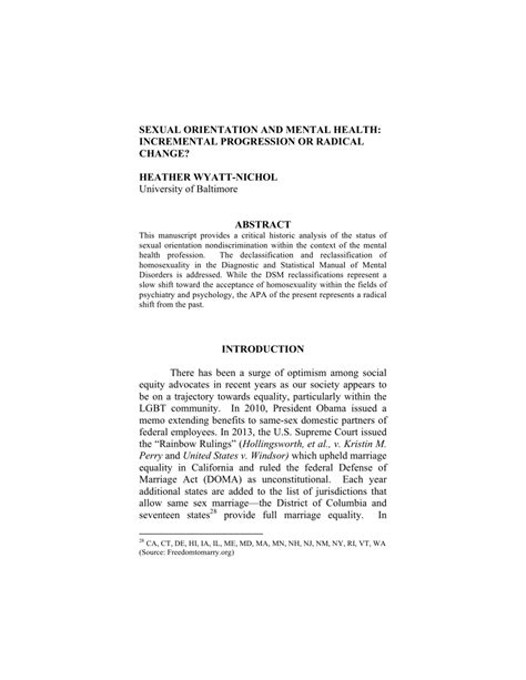 PDF Sexual Orientation And Mental Health Incremental Progression Or Radical Change