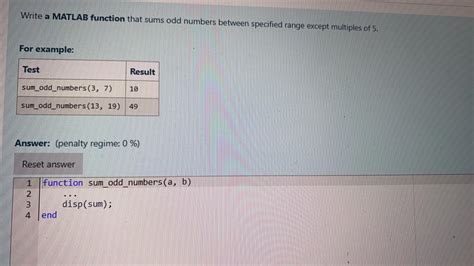 Solved Write A Matlab Function That Sums Odd Numbers Between