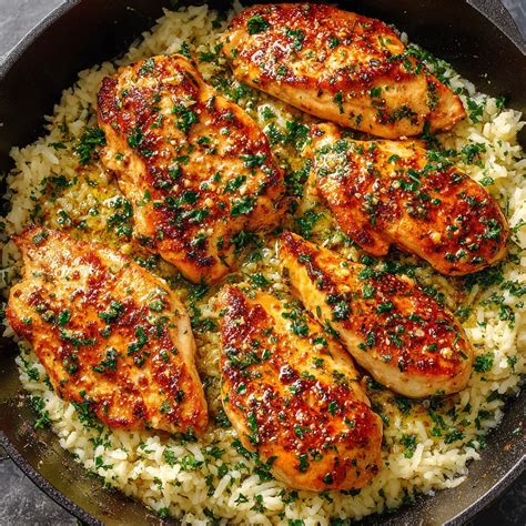 Knoblauchbutter Hähnchen Mit Parmesanreis Einfach Zubereiten Wilingga Rezepte