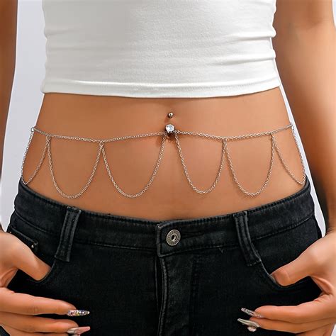 여성을 위한 파티나 비치 클럽 액세서리로 이상적인 우아하고 섹시한 스타일의 허리 장신구 휘프 형태의 라인과 라인스톤 펜던트가 장식된 멀티 레이어 드레이프 벨리 체인