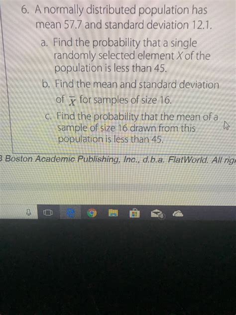 solved 6 a normally distributed population has mean 57 7