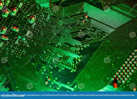 Computer Red Green Electronic Microcircuit Motherboard Tracks Computer Security Technology