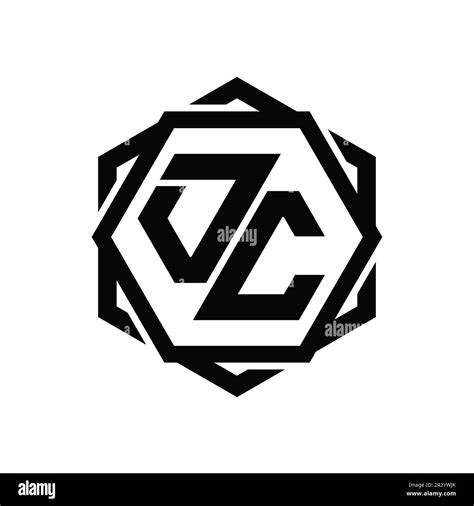OC Logo Monogram Hexagon Shape With Geometric Abstract Isolated Outline Design Template Stock