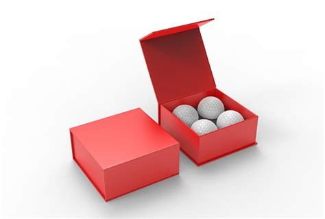 프로모션 브랜딩을 위한 골프공 선물 용지 상자 3d 렌더링 그림입니다 0명에 대한 스톡 사진 및 기타 이미지 0명 3차원 형태 4 Istock